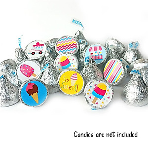 Ice Cream Labels for HERSHEY’S KISSES chocolates by Adore By Nat - Sweet Shop Candy Sticker Party Favor - Set of 240