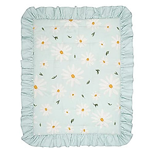 Lambs & Ivy Sweet Daisy Blue/White 3-Piece Floral Baby Crib Bedding Set