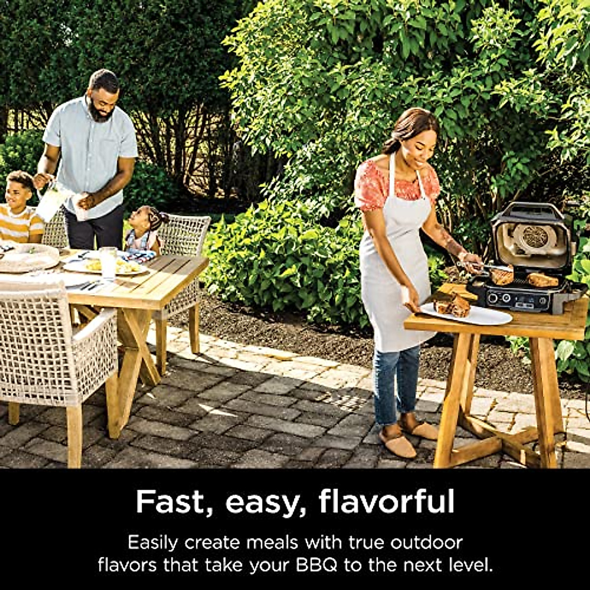 Ninja OG751 Woodfire Pro Outdoor Grill & Smoker with Built-In Thermometer, 7-in-1 Master Grill, BBQ Smoker, Air Fryer, Bake, Roast, Dehydrate, Broil, Ninja Woodfire Pellets, Portable, Electric, Grey