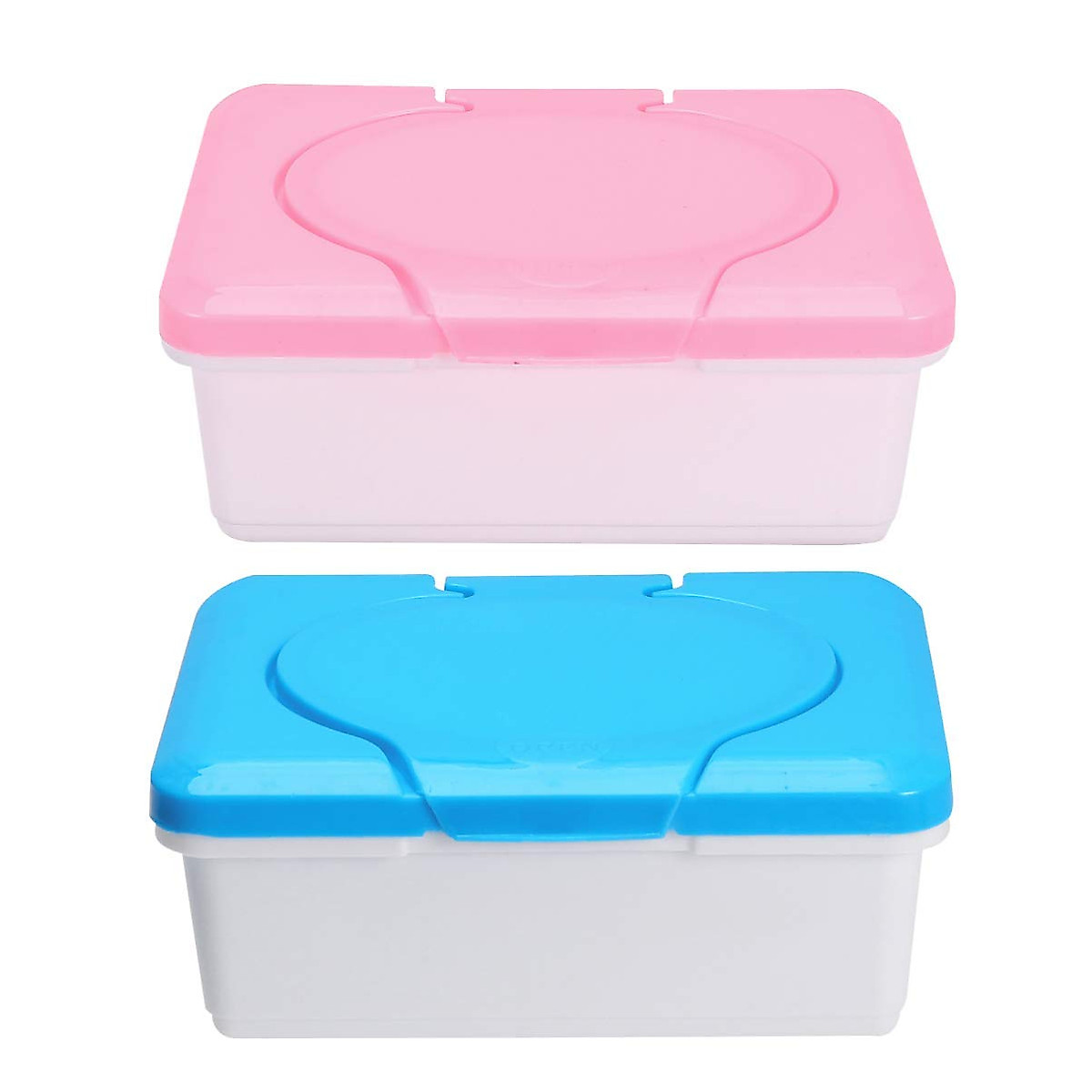 EXCEART 2pcs Wipes Dispenser Dustproof Reusable Wet Wipe Box Travel Baby Wipes Case (Pink+Blue)