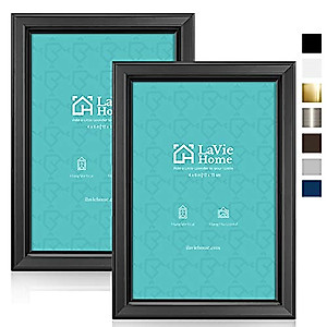 LaVie Home 4x6 & 5x7 Picture Frames (4 Pack, Black) Simple Designed Photo Frame with High Definition Glass for Wall Mount & Table Top Display, Set of 4 Classic Collection