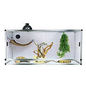 Large Reptile Terrarium Habitat Tank 48''x24''x24'' for Bearded Dragon Gecko Lizard Snake, PVC Enclosure 120 Gallon Wide Breeding Lounge Vivarium Area with Sliding Doors Lock Crawling Pet-White