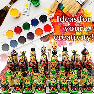 Unfinished Wood Chess Pieces Only Set of 32 pcs - Paint Your Own Chess Set - Blank Chess Sets for DIY- Wooden Peg Dolls Unfinished for Arts and Crafts