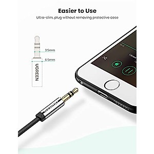 UGREEN 3.5mm Audio Cable Stereo Aux Cord 90 Degree Right Angle Aux Cable Compatible with Beats iPhone iPod iPad Tablets Speakers 24K Gold Plated Male to Male Black 1.5FT