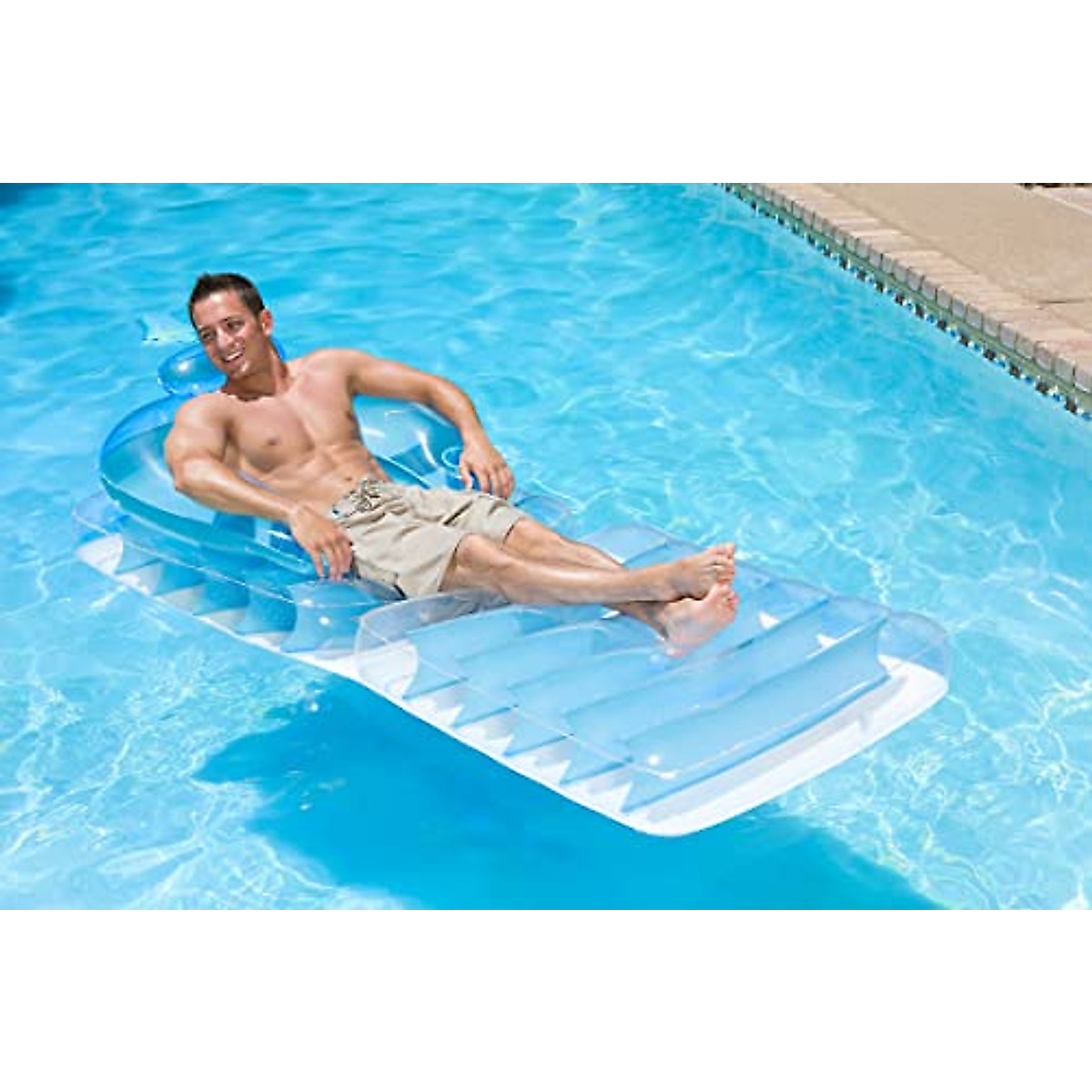 Poolmaster 85678 Poolmaster Swimming Pool Chair N Chaise Lounge Float Blue