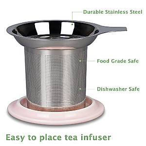 Sunddo Ceramic Tea Cup with Infuser and Lid Sunflower Coffee Mug Gifts for Women Mom Teacher Wife Friends Valentines Day Christmas Mothers Day