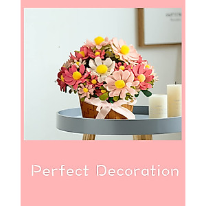 BAZIMA DIY Felt Flower Art Craft Kit, DIY Felt Daisy Pot Bonsai Kit, 33 Daisies,Floral Gifts,Beginner Craft Kit,Arrange Pre-Cut Felt Flowers and Foliage