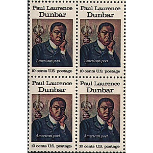 PAUL LAURENCE DUNBAR ~ POET ~ BLACK HERITAGE #1554 Block of 4 x 10 cents US Postage Stamps