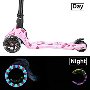 WeSkate Scooter for Kids, Foldable Scooter for Toddlers Girls & Boys with LED Lights Up Scooters Wheels, Adjustable Height Scooter for Children Age 3-12