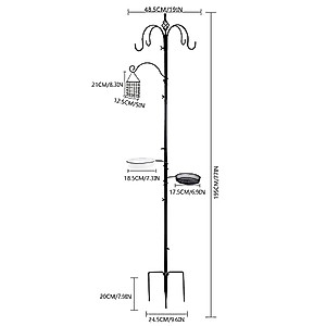 yosager Premium Bird Feeding Station Kit, 77" x 19" Bird Feeder Pole, Deluxe Multi Feeder Hanging Kit with Metal Suet and Bird Bath for Wild Birds Watching, Birdfeeder and Planter Hanger