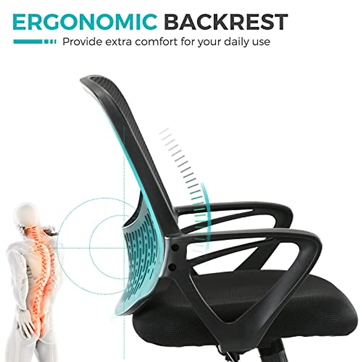 Ergonomic Office Chair Mesh Back Office Desk Chair Computer Chair Mid Back Task Chair for Home Office Gaming