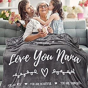 FILO ESTILO Nana Gifts for Mothers Day, Nana Blanket, Nana Birthday Gifts from Grandchildren, for The Best Nana Ever Gifts, Nana Presents and Gift Ideas (Grey, Fleece)