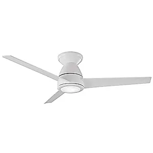 Tip Top Smart Indoor and Outdoor 3-Blade Flush Mount Ceiling Fan 44in Matte White with 3500K LED Light Kit and Remote Control works with Alexa, Google Assistant, Samsung Things, and iOS or Android App