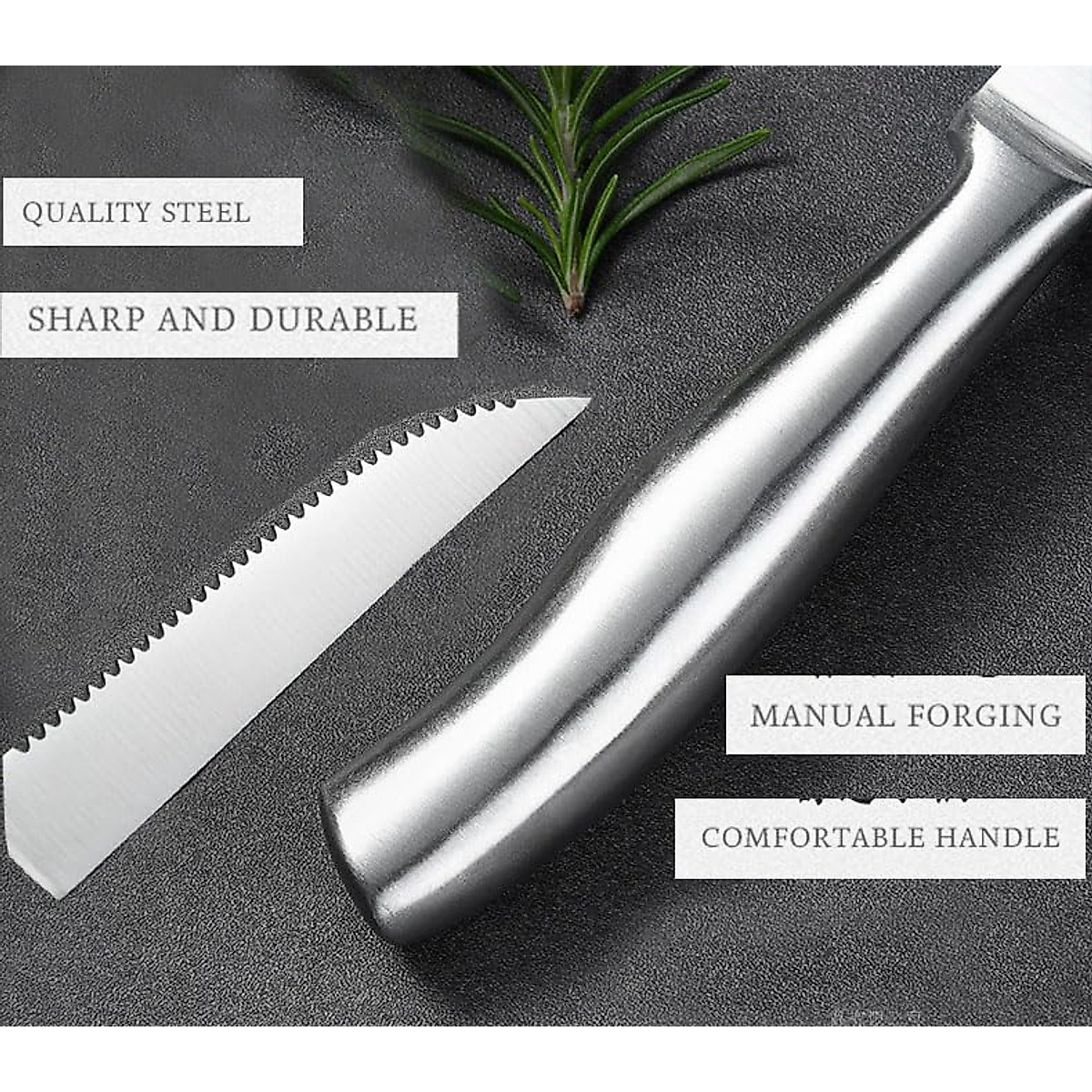 UNI-RHYTHM Upgrade 20Cr13NH 4.5Inchs Stainless Steel Steak Knife Set of 6, Dishwasher Safe Stainless Steel serrated Knives, Silver. Gift Box for Father's Day, Mother's Day, Thanksgiving, Christmas