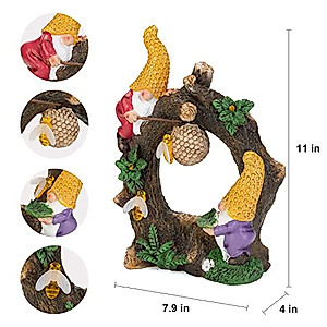 VZVXCC Solar Garden Statue Outdoor-Garden Statues Gnomes Collecting Honey with Solar Lights Decoration for Patio Balcony Yard Lawn Ornament, Novelty Gift