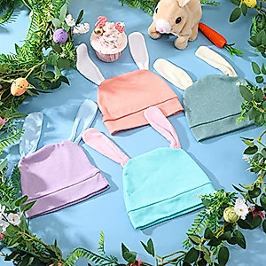 4 Pcs Easter Unisex Newborn Hat Colorful Baby Beanie Hat with Bunny Ears Soft Cute Baby Bunny Hat Newborn Beanie for Infants Baby Caps 0-6 Months