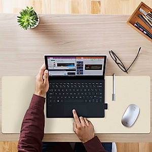 Desk Mat Large Protector Pad - Multifunctional Dual-Sided Office Desk Pad,Smooth Surface Soft Mouse Pad, Waterproof Desk Mat for Desktop, Pu Leather Desk Cover for Office/Home(Pink, 23.6" x 13.7")