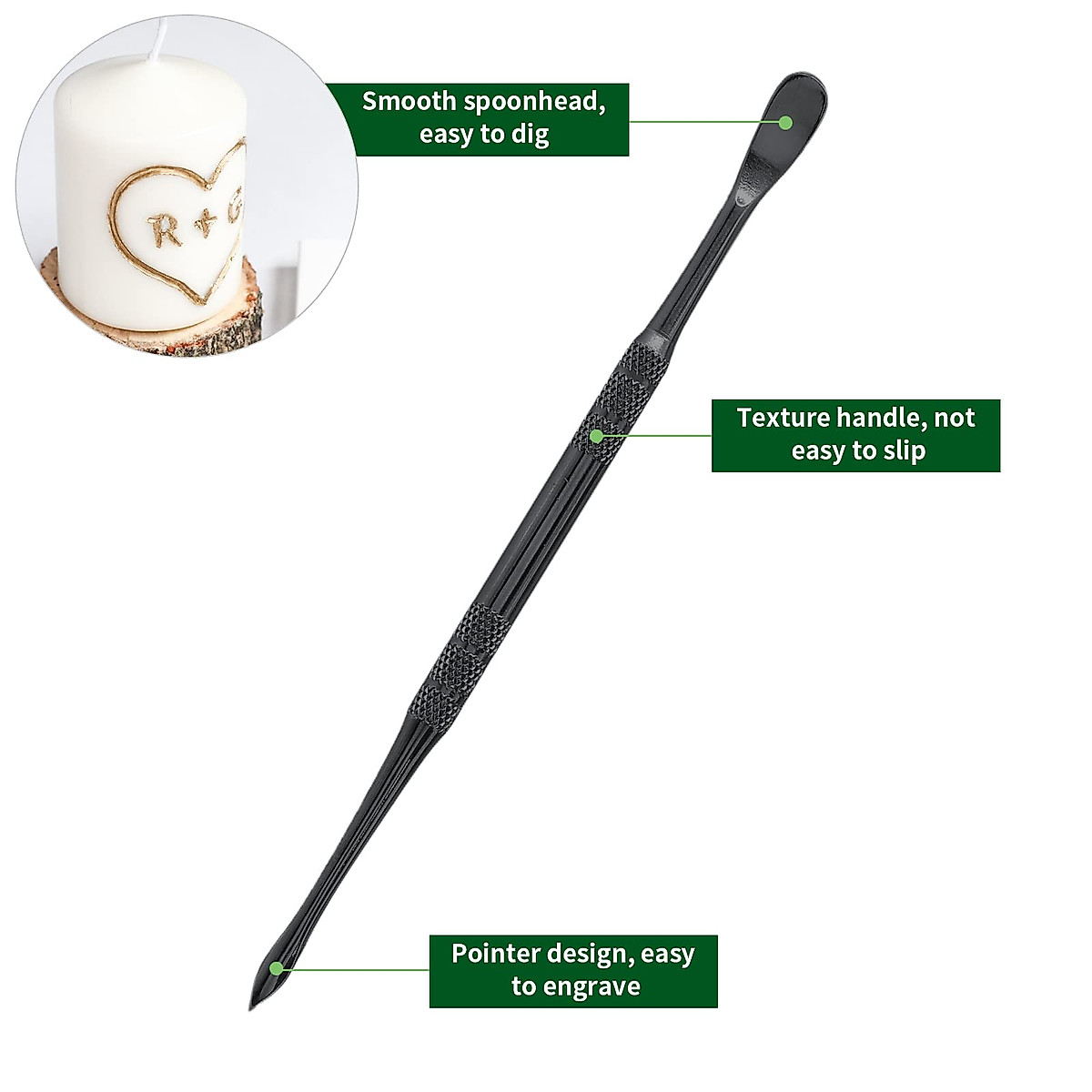 Suiwotin 3PCS Wax Carving Tools, Stainless Steel Wax Tool Carving Tool Kit, Double-Headed Sculpting Tool Spoon, Black