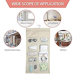 Enlarged Closet Hanging Bra Organizer with Rotating Metal Hanger, Extra-Large Dual Sided Wall Shelf Wardrobe Mesh Pockets Hanging Storage Bag for Bra Socks Underwear Underpants