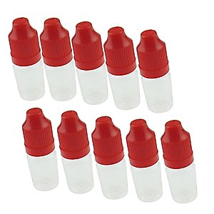 5 ml Empty Plastic Dropper Clear Bottles Squeezable e-Juice E-Liquid Childproof 10PCS Red Cap