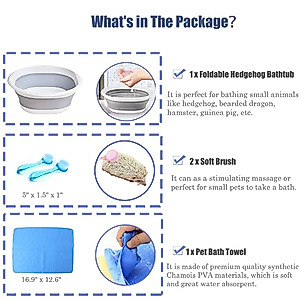 Foldable Hedgehog Bathtub Collapsible Small Pets Bath Tub Set, Lightweight Outdoor Hedgehog Washtub Bath for Small Animal, Hedgehog, Hamster, Guinea Pig, Bearded Dragon, Fancy Rat, Squirrel