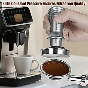 Samyoung Espresso Tamper 53mm Coffee Tamper with 30lbs Calibrated Spring-loaded Stainless Steel Espresso Coffee Tamper Flat Base Fits for Barista Coffee Lover Espresso Machine (53mm)
