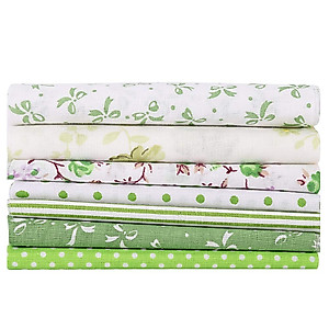 7pcs Different Pattern Patchwork Fabric Cotton Green Batiks Sewing Scrapbooking Quilting Artcraft for Sewing Craft Cloth DIY Wallet Cushion Cover(25cmx25cm)