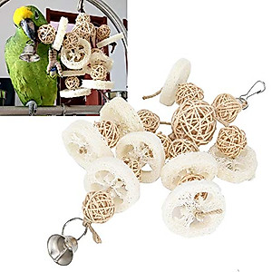 Rosvola Parrots Loofah Toy, Bird Rattan Ball String Firm for Play Toy for Large/Medium Size Parrots for Parrots Bite