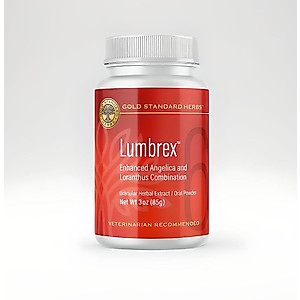 Lumbrex Joint Pain and Stiffness Relief for Dogs by Gold Standard Herbs, All Natural Angelica Root and Loranthus, 85 gram powder, White