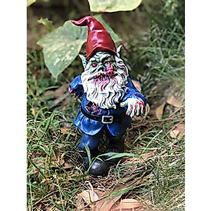 FICITI Zombie Gnome Evil Gnome Scary Gnome Walking Dead Gnome Gnombia Garden Statue, Halloween Decoration - 10 inches