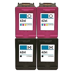 OCProducts Refilled HP 62XL Ink Cartridge Replacement for HP Officejet 5742 5740 8040 Envy 5540 5640 5660 7640 Printers (2 Black 2 Color)