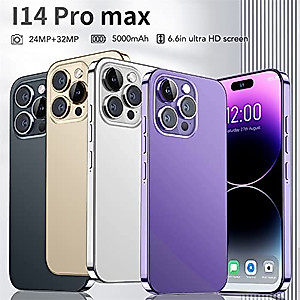 VINGVO Unlocked Smartphone, 2.4G 5G Dual Band WiFi 4GB RAM 64GB ROM 6.6 Inch HD Screen 3G Dual SIM Cell Phone GPS 24MP 32MP Cameras 5000mAh for Entertainment (White)