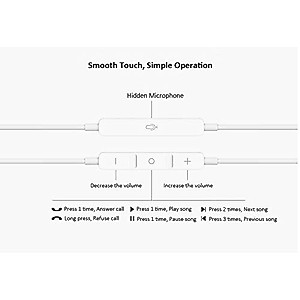 Wired Earbuds HiFi Stereo Headphones Earphones w/Microphone USB Type C Connector only Fit for Huawei P30 Pro, P20 Pro, Mate 30 Pro, Mate 20 Pro, Mate 10 Pro, Xiaomi Mi 9, Mi 9 SE, Mi 8, Mi A2 (White)