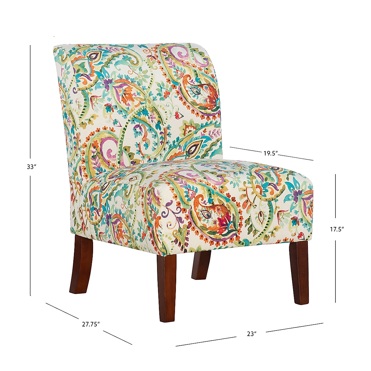 Linon Karen Curved Back Slipper Chair, Dark Walnut