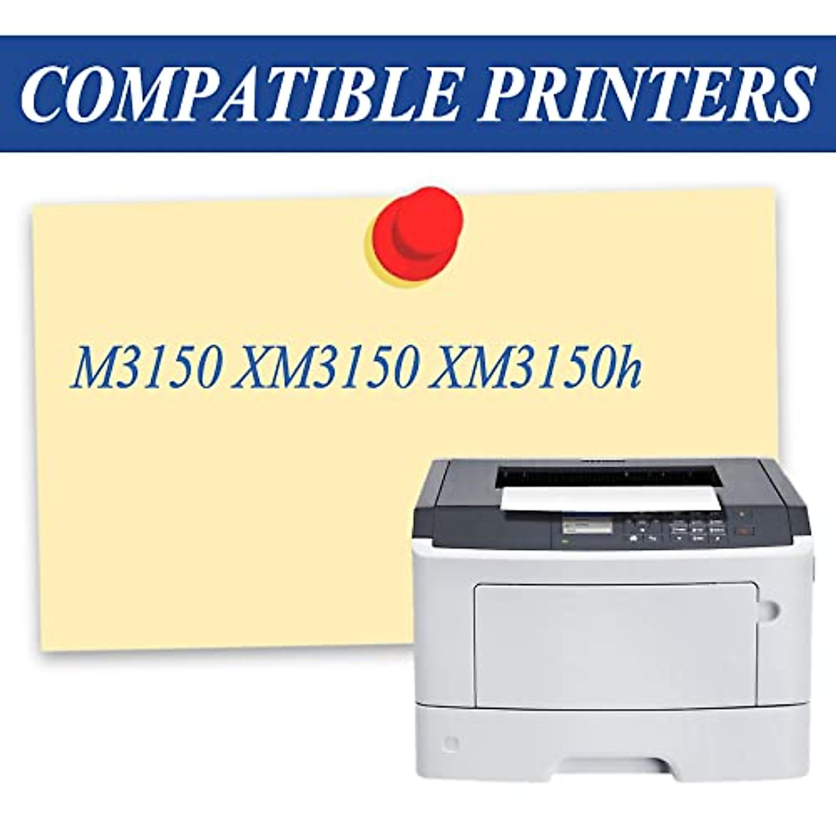 XENONK 24B6186 Compatible Toner Cartridge Replacement for Lexmark M3150 XM3150 XM3150h Printer Toner Cartridge (1 Pack, Black)