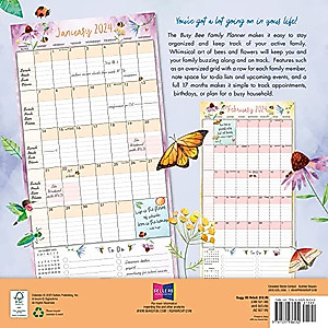 2024 Family Planner, 17-Month Calendar Planner: August 2023 - December 2024, 12" x 12" - The Busy Bee