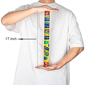 MAYPLUSS Reversible Birthday Wrapping Paper Roll - Mini Roll - 17 Inch X 32.8 Feet(47.3 sq.ft) - Happy Birthday Lettering,Colorful Star Design for Party,Wedding