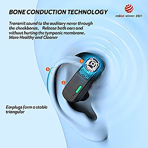 DACOM True Wireless Bone Conduction Headphones Open Ear Bluetooth Headphones with Earhooks 26 Hrs Playtime with Charging Case Sport Earbuds Waterproof with Built-in Mic for Workouts Running Cycling