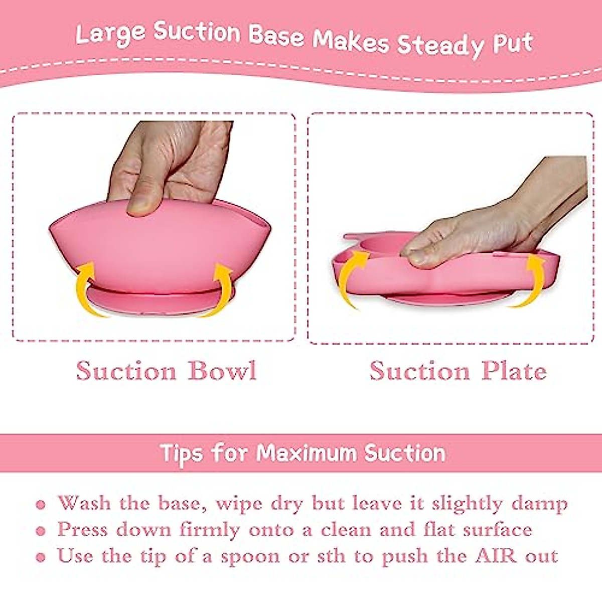 Silicone Baby Feeding Set,11Pack Toddlers Weaning Feeding Sippy Cup with Straw and Lid,Baby Bibs,Bowl Plate with Suction,Baby Feeding Supplies Set (Elephant_Light Pink)