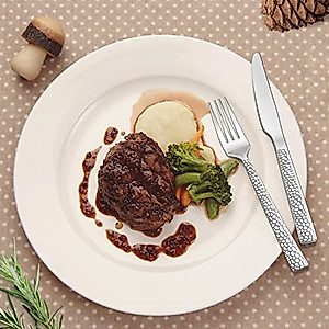 Herogo Stainless Steel Hammered Square Silverware Set for 4, 20-Piece Fancy Flatware Cutlery Set, Metal Tableware Eating Utensils Set for Home Restaurant Wedding, Dishwasher Safe