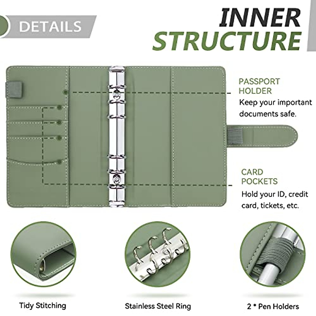 Budget Binder with Zipper Envelopes,Cash Envelopes for Budgeting, Money Organizer for Cash, A6 Budget Binder with 8pcs Cash envelopes, 12pcs Expense Trackers, 23pcs Label Stickers