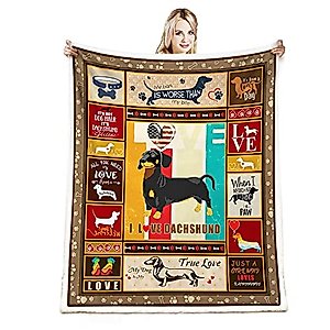 CYREKUD Dachshund Dog Blanket Throw,Dachshund Gifts for Women, Dachshund Gifts for Dachshund Lovers,Dachshund Christmas Decor,Super Soft Warm Cozy Dog Blanket for Couch Sofa Bedroom 50''x 60''