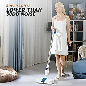 AlfaBot Electric Mop for Floor Cleaning, Cordless Spin Mop with Water Sprayer and LED Headlight, Super Quite & Rechargeable Floor Scrubber for Hardfloor