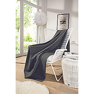 WOHNWOHL (Grey Throw Blanket I 100% Cotton I (60' x 80') Lightweight Waffle Pique Material I Square Airy Sofa Blanket I Easy-Care Summer and Fall Blanket for Every Room I Color: Grey