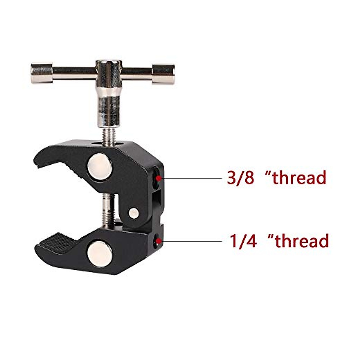QYXINC 3Pack Super Clamp with 1/4 and 3/8 Thread Camera Clamp Mount，Crab Clamp Rod Clamp Clip for Cameras, Rods, Lights, Hooks, Shelves, Cross Bars, etc