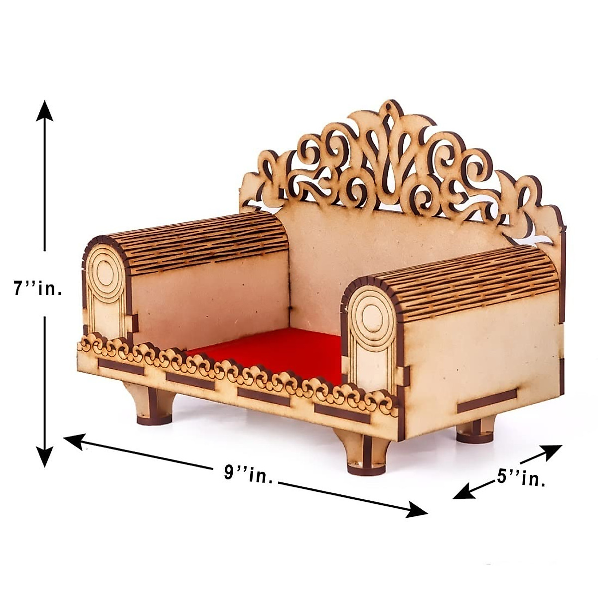 Shreejicreation Art Wooden White Color Hindola | jhula | Swing | Home Mandap Stand | Home Temple Designer Wood for God | Temple | Mandir | Sinhasan for Pooja Mandir