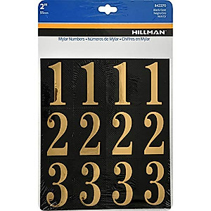 Hillman 2 in. Gold Mylar Self-Adhesive Number Set 0-9 32 pc. - Case of: 6;6