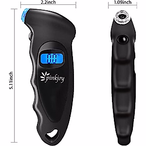 PINKJOY Digital Tire Pressure Gauge 150 PSI, 4 Settings, Tire Gauge for Car, Truck, Motorcycle, Bicycle with Backlit LCD and Non-Slip Grip (Black)