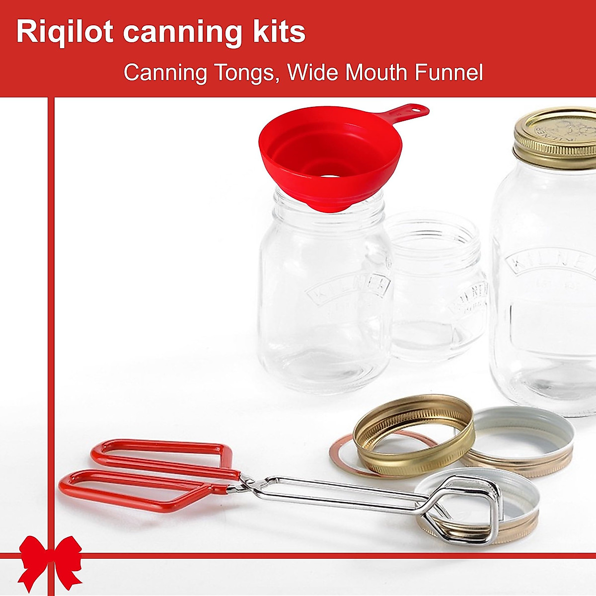 Canning Supplies Starter Kit Kitchen Tool Set Include Canning Tongs, Jar Wrench, Magnetic Lid Lifter, Wide Mouth Funnel, Bubble Popper/Measurer, Jar Lifter for Water Bath Canner Pot or Pressure Canner