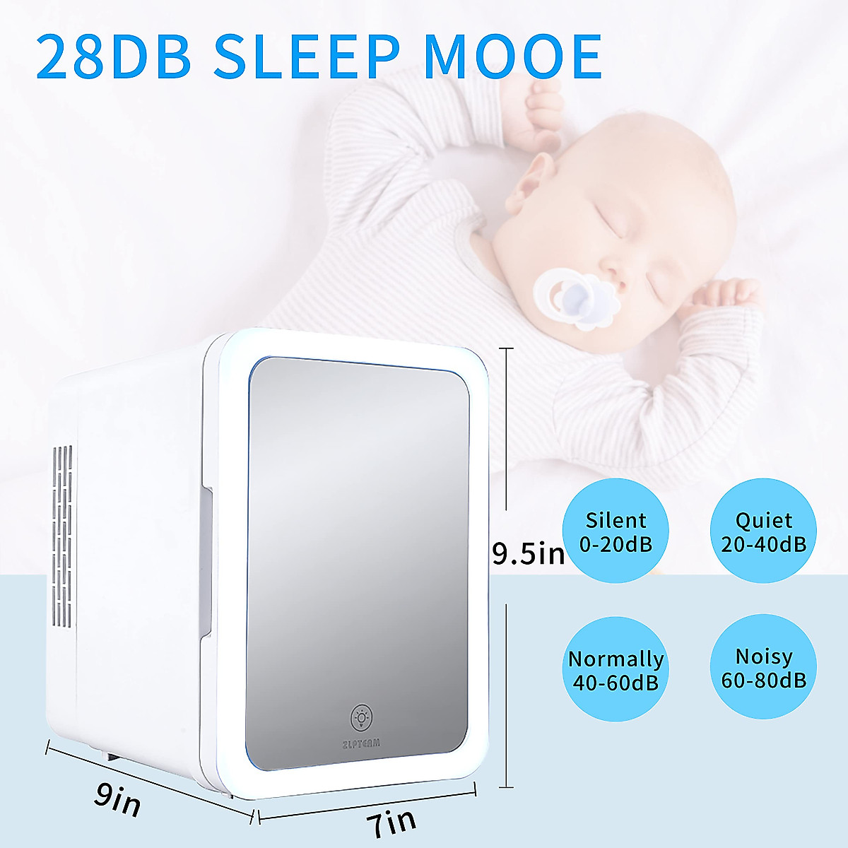 ZLPTEAM Mini Fridge 4 Liter, Mirror Mini Fridge, Skin Care Fridge, Beauty Fridge